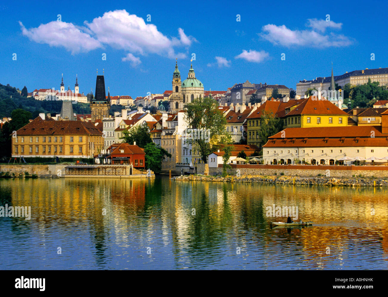 Prague on Vltava River in Prague Czech Republic skyline Stock Photo - Alamy