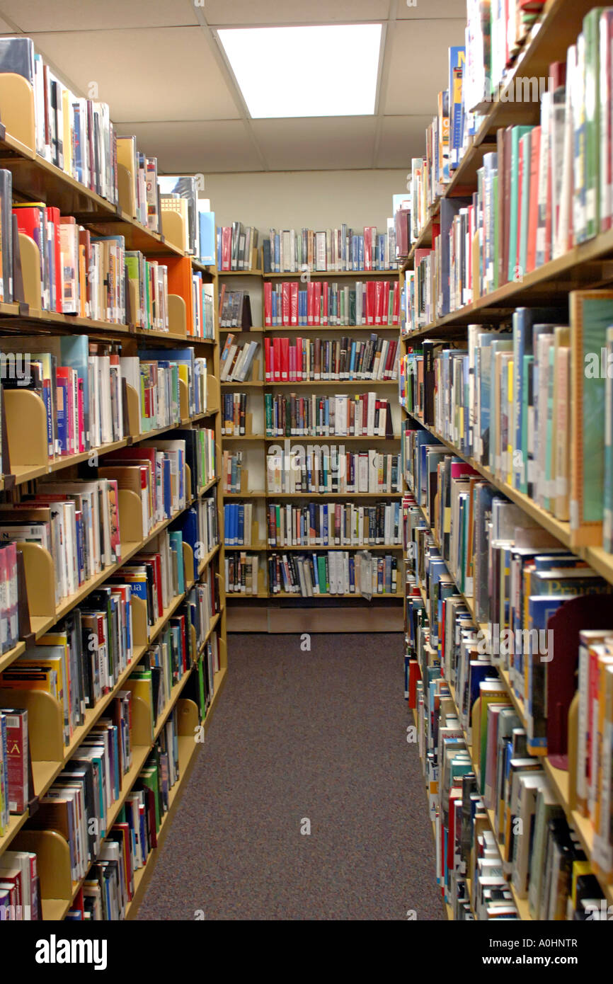 Library books sitting on shelves and catalogued Stock Photo - Alamy