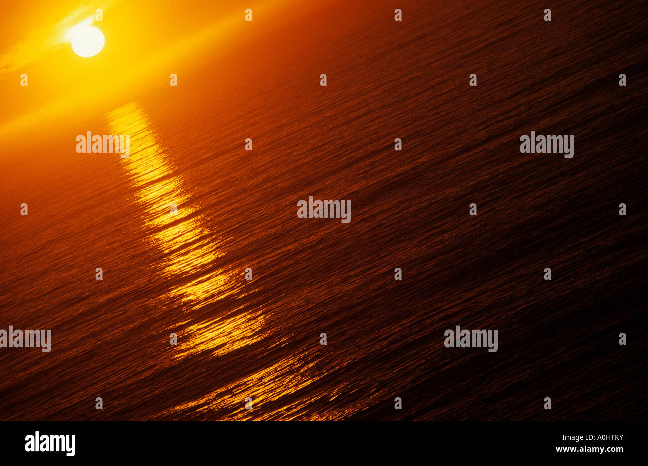 sea sunset romantic view background sun horizon reflection Stock Photo ...