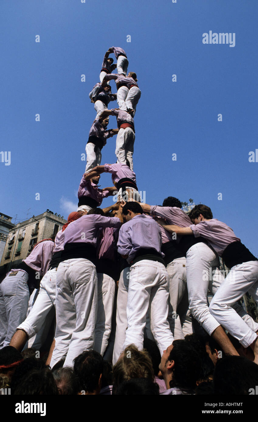 people build human pyramid effort team work together symbol Stock Photo ...