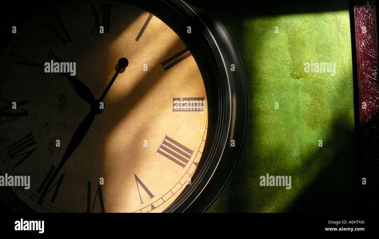 old antic clock watch time symbol detail wall Stock Photo - Alamy