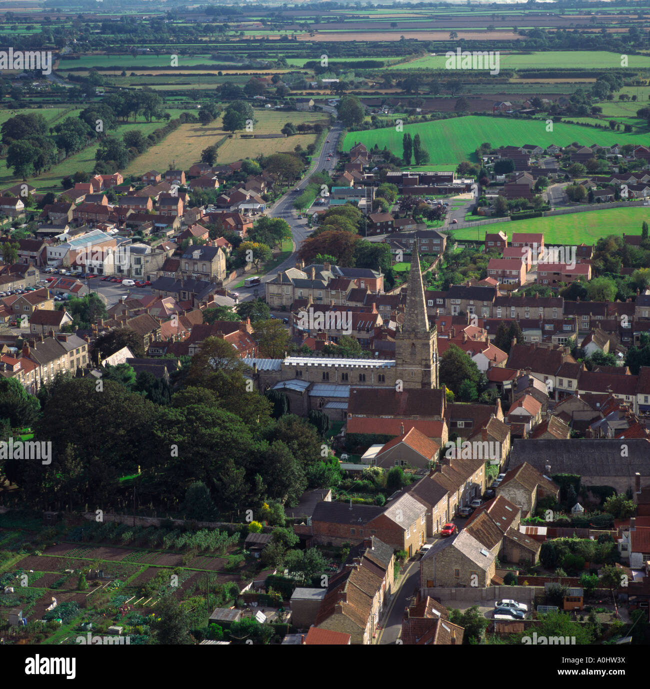 Aerial view over town to countryside Pickering Yorkshire Stock Photo ...