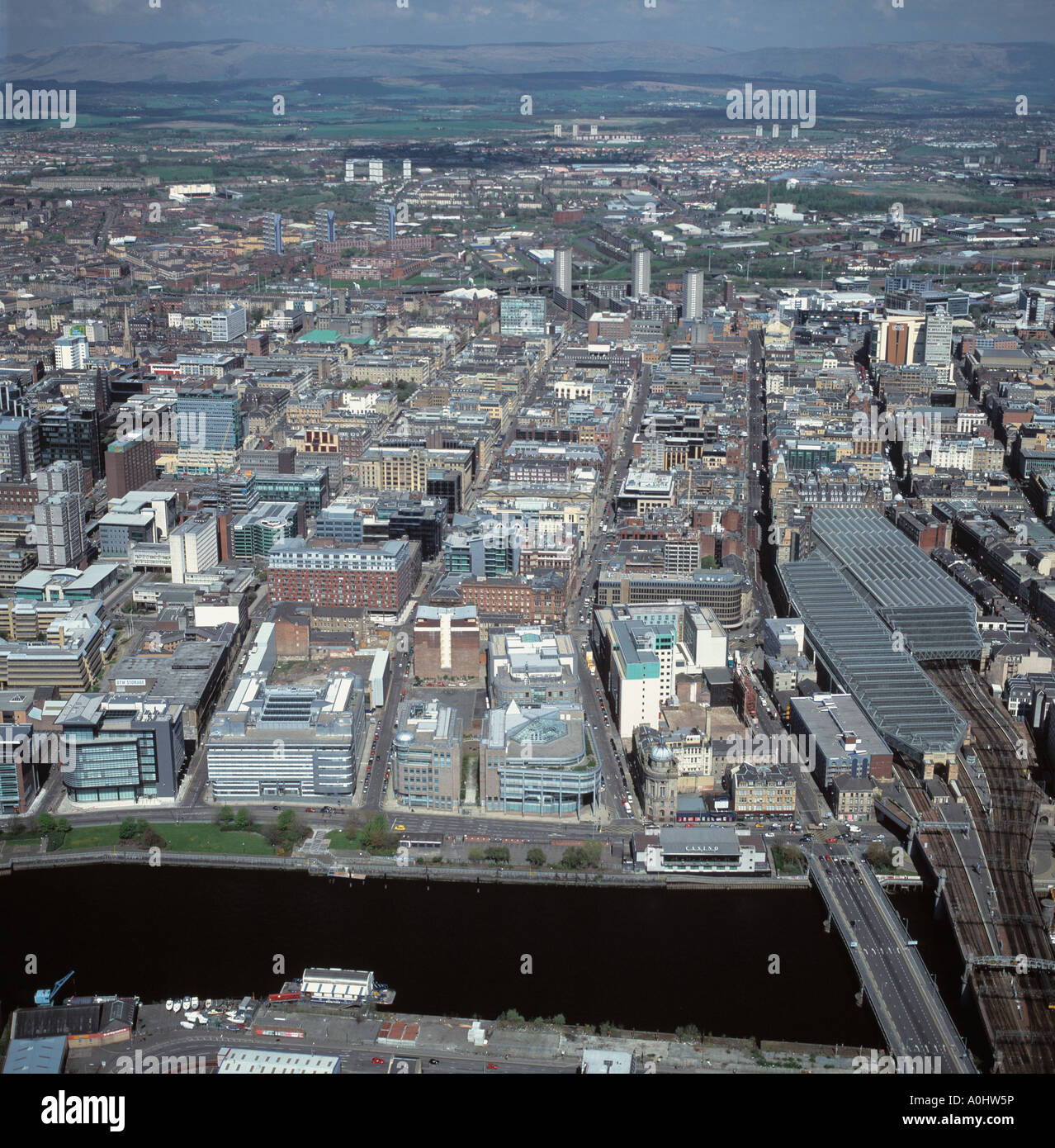 River Clyde and city Glasgow Scotland aerial view Stock Photo - Alamy
