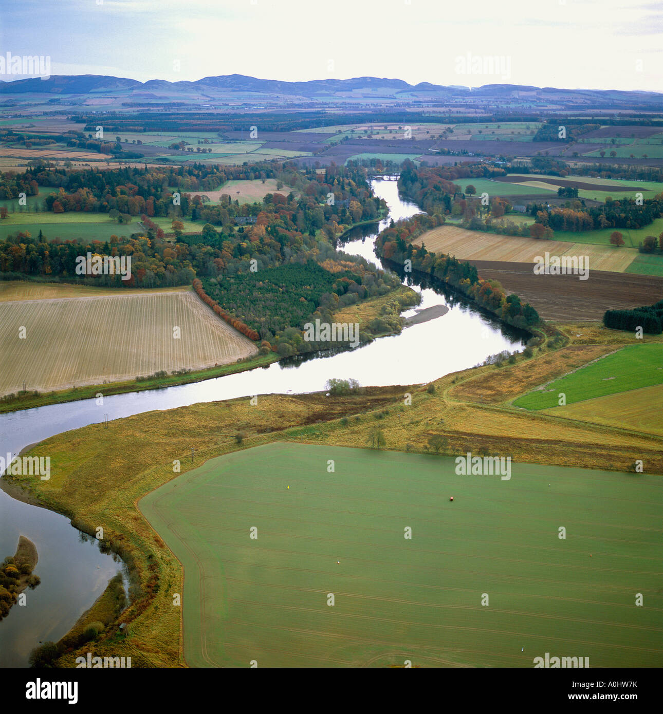 River Tay and countryside Scotland aerial view Stock Photo - Alamy