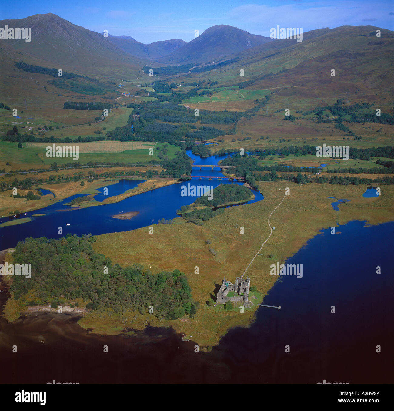Kilchurn Castle Loch Awe Scotland aerial view Stock Photo - Alamy