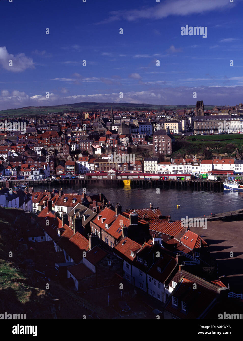 Whitby West Cliff from East Cliff North Yorkshire Coast England Stock ...