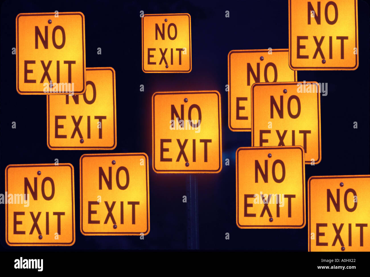 no exit sign on black background Stock Photo - Alamy