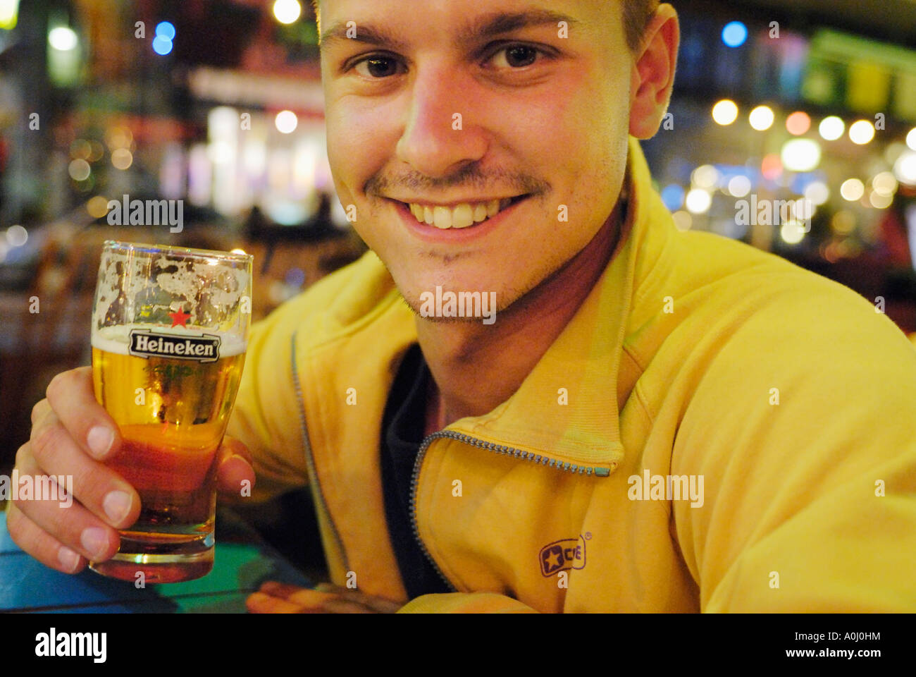 Holland Rotterdam Man drinking a beer Stock Photo - Alamy