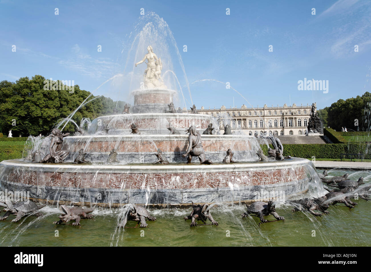 Royal Palace of Herrenchiemsee (New Palace) in lake Chiemsee, Upper ...