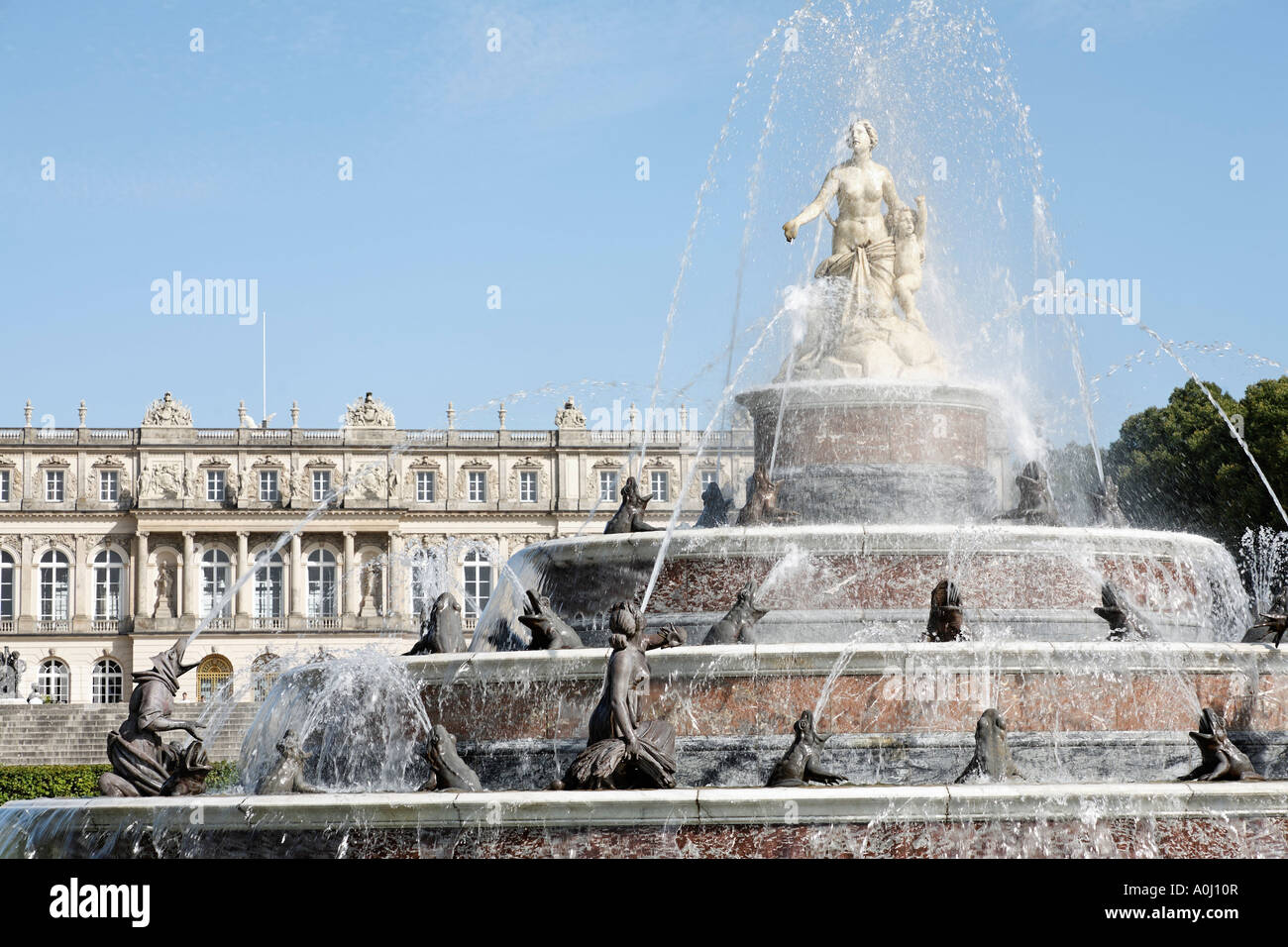 Royal Palace of Herrenchiemsee (New Palace) in lake Chiemsee, Upper ...