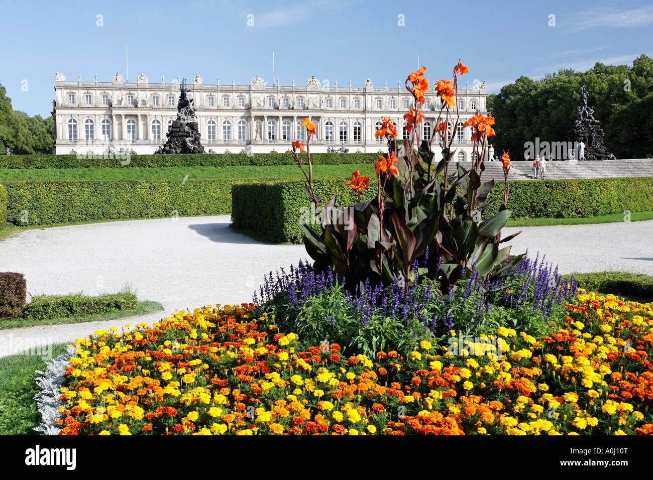 Royal Palace of Herrenchiemsee (New Palace) in lake Chiemsee, Upper ...