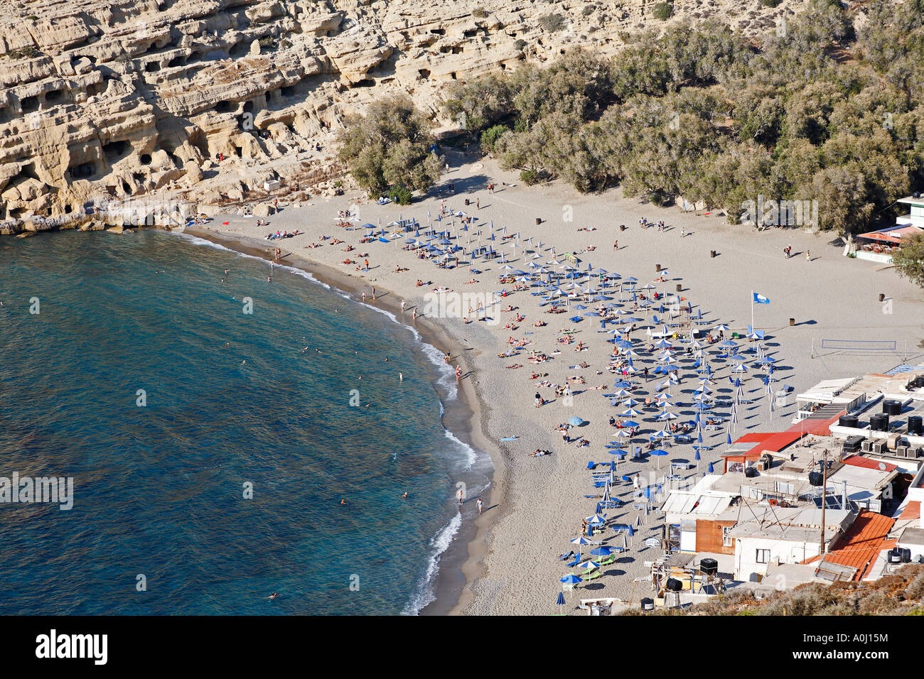 Matala beach and rock caves, Southcrete, Crete, Greece Stock Photo - Alamy