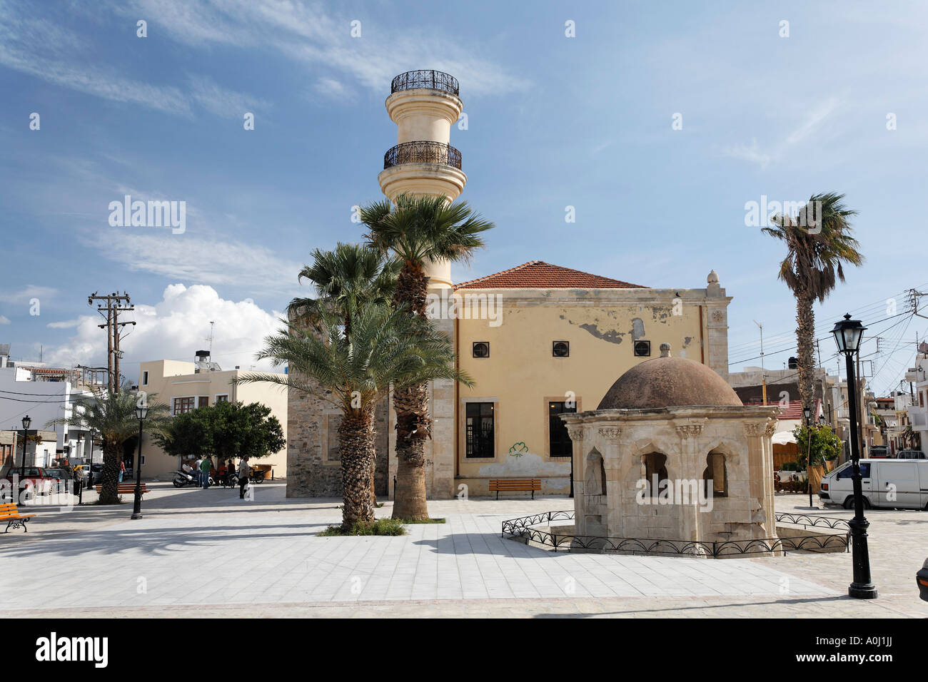 Minaret and fountain house in Ierapetra, Eastern Crete, Greece Stock ...
