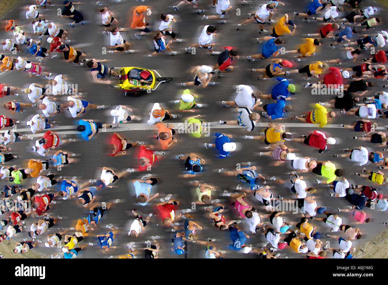 Marathon race bird's view Stock Photo - Alamy