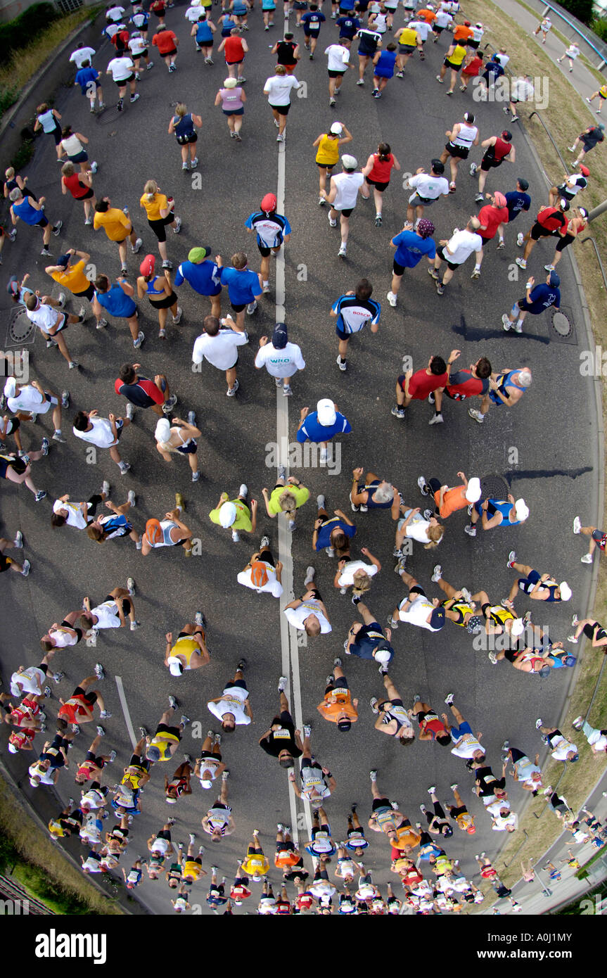 Marathon race bird's view Stock Photo - Alamy