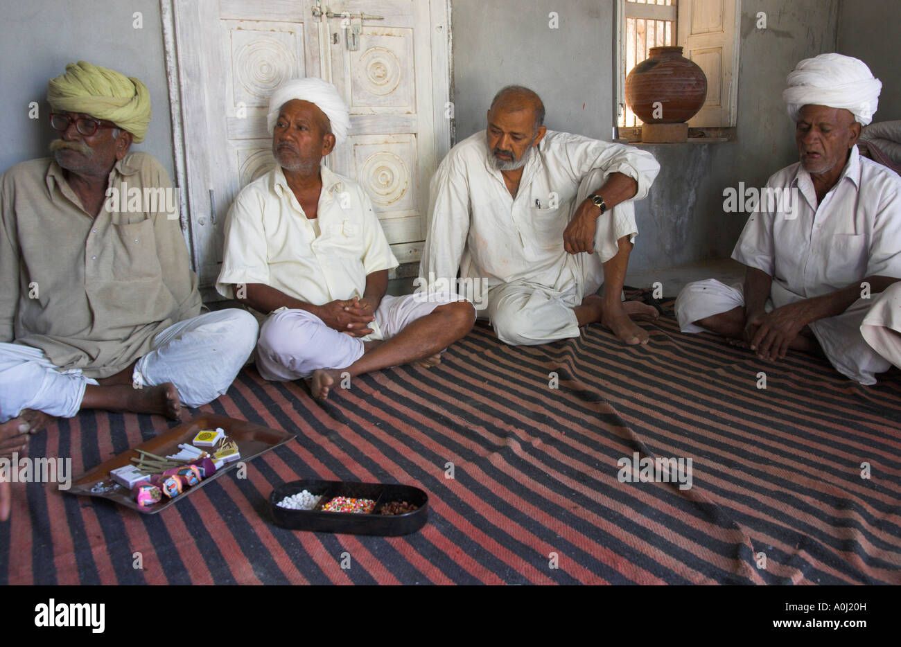 India Rajasthan village of Borunda cremation ceremony for the body of ...