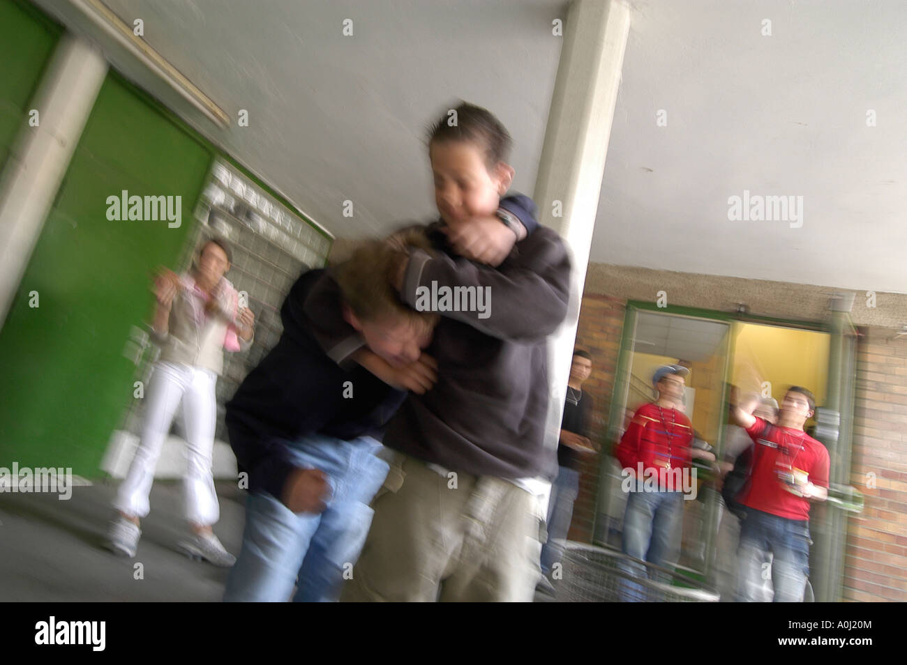 Pupils in a (staged) fight Stock Photo - Alamy