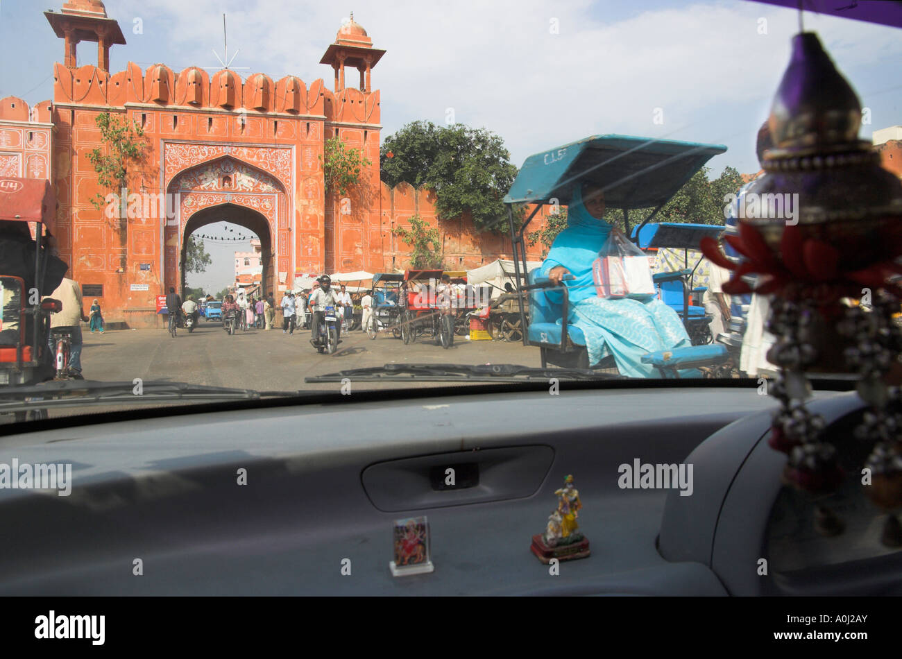 India Rajasthan Jaipur entrance gate to the old city viewed through ...