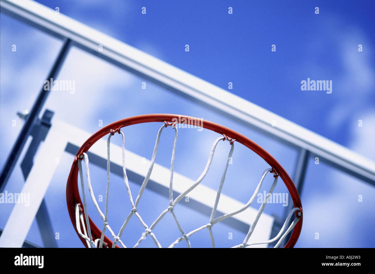 Low angle view of a basketball hoop Stock Photo - Alamy