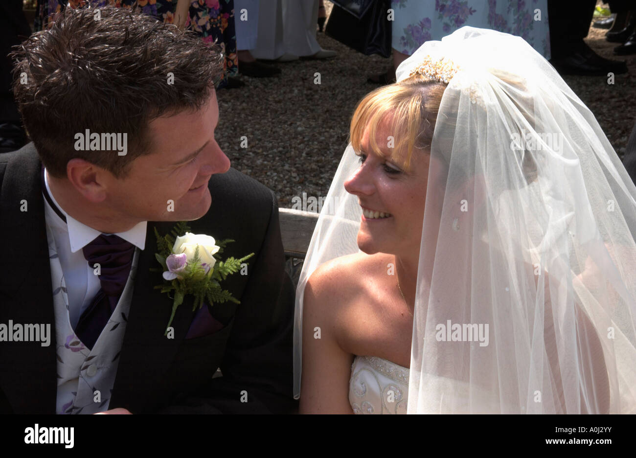 Bride and Bridegroom on their Wedding Day Stock Photo - Alamy