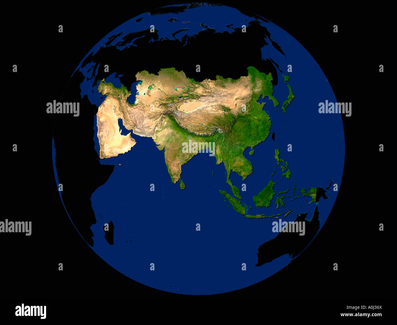 Highlighted Satellite Image Of Asia Stock Photo - Alamy