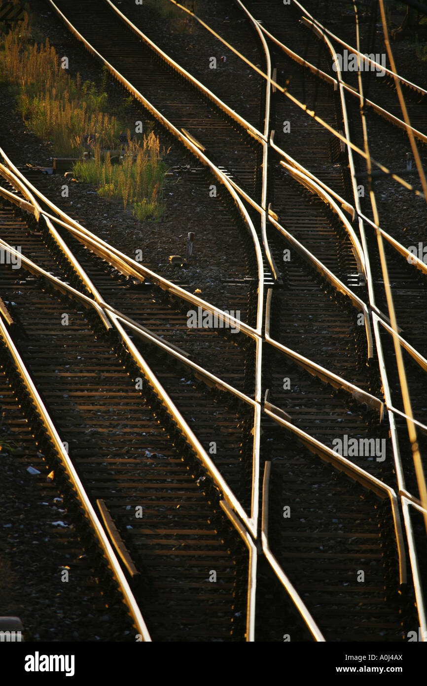 Left-hand railroad switches Stock Photo - Alamy