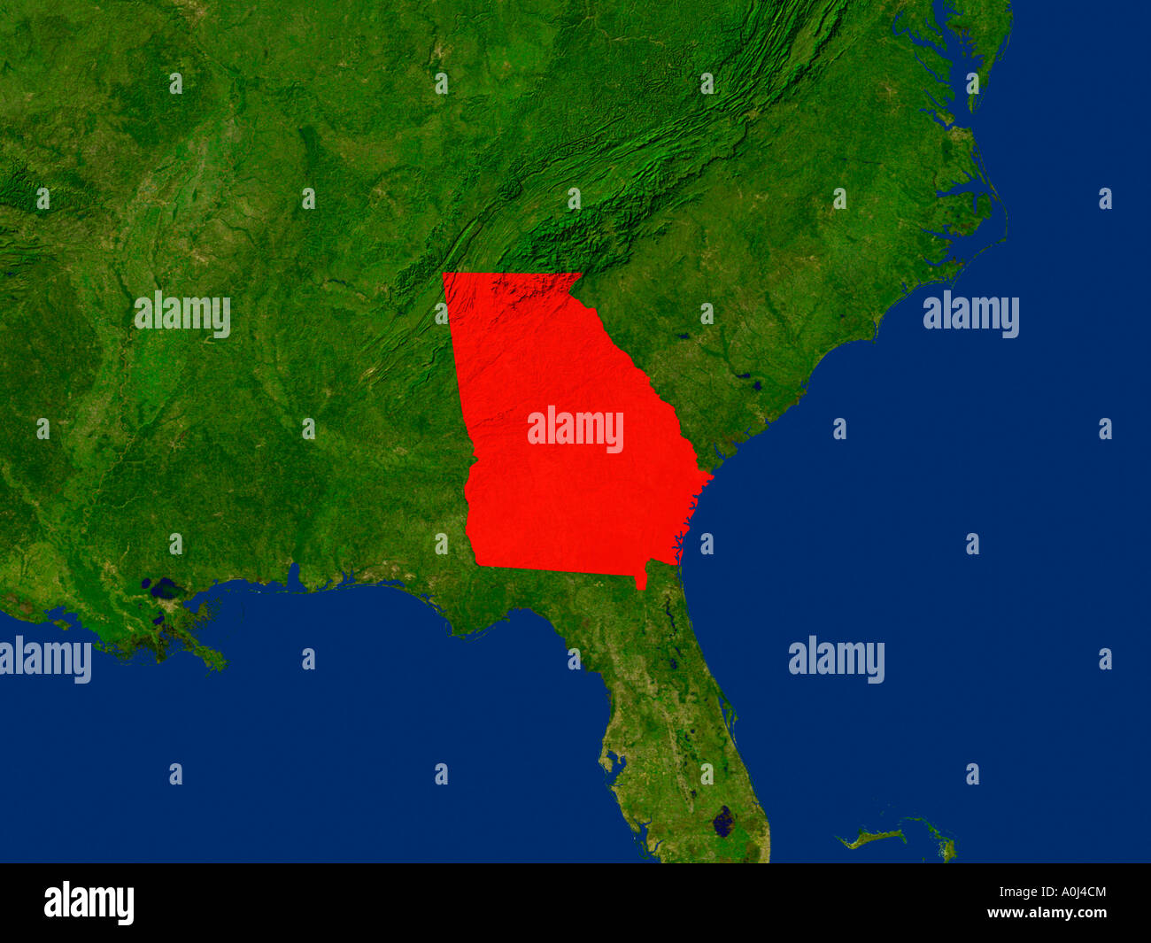 Highlighted Satellite Image Of Georgia United States Of America Stock ...