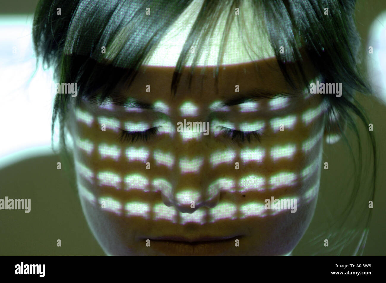 female, space invader face, eyes, shut, spooky, sinister, negative ...