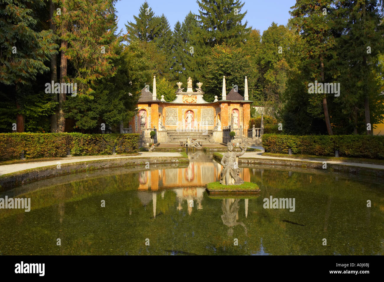 The Trick Fountains at Hellbrunn Palace in Salzburg Austria Stock Photo ...