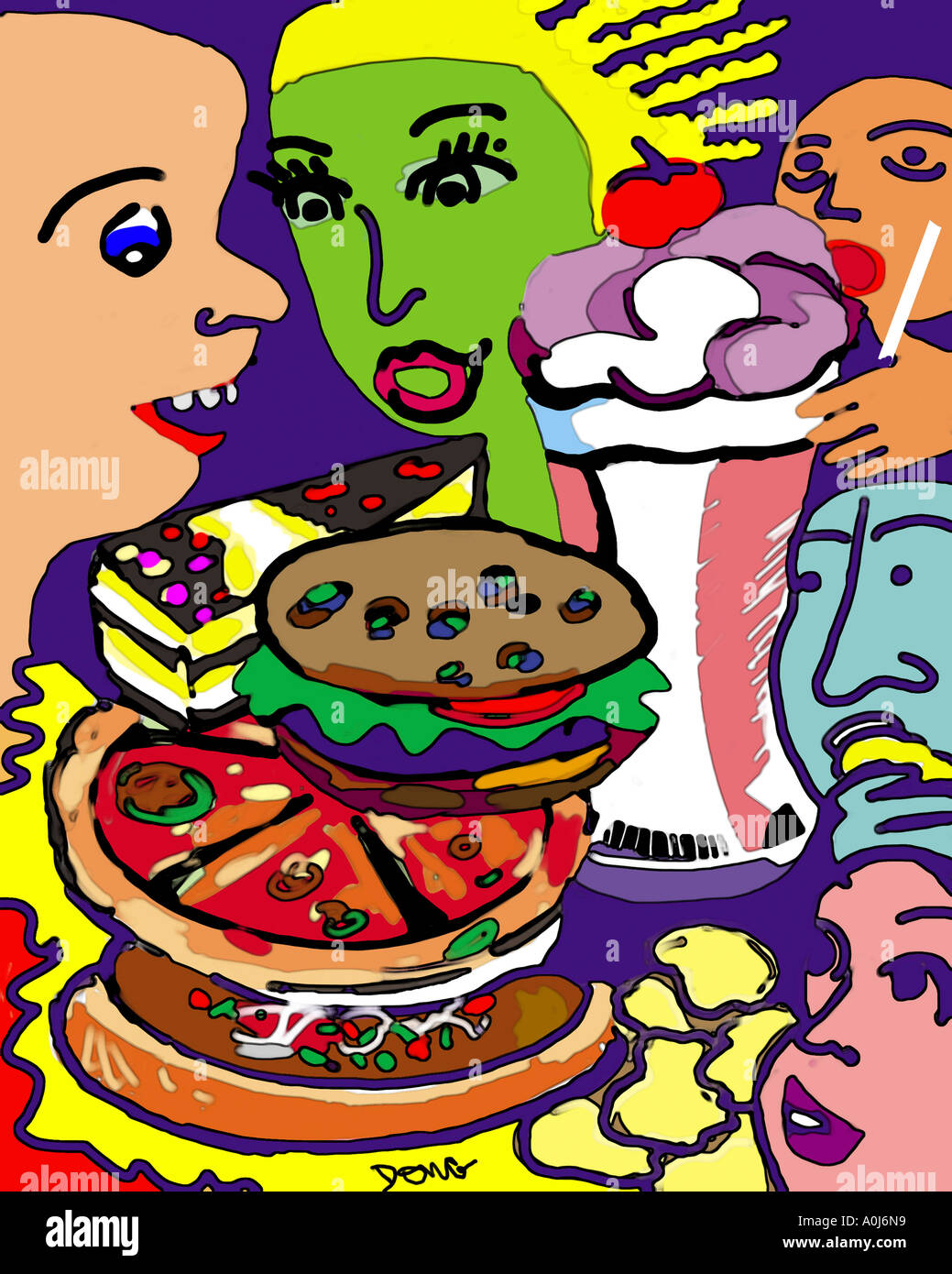 Fast Food Junkies 2002 Diana Ong (b. 1940/Chinese-American) Computer ...
