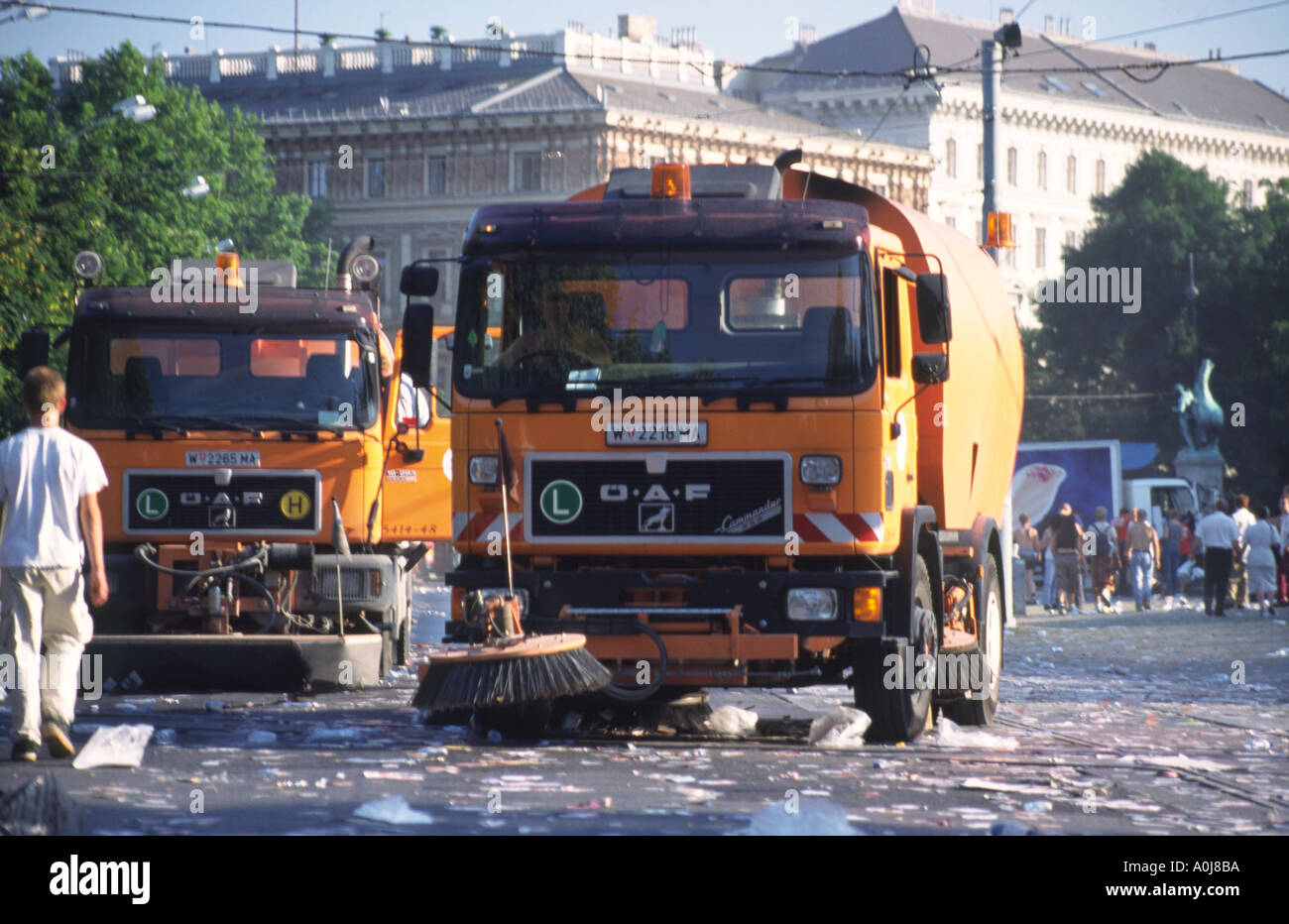 garbage collection after "Free Party" in Vienna Stock Photo - Alamy