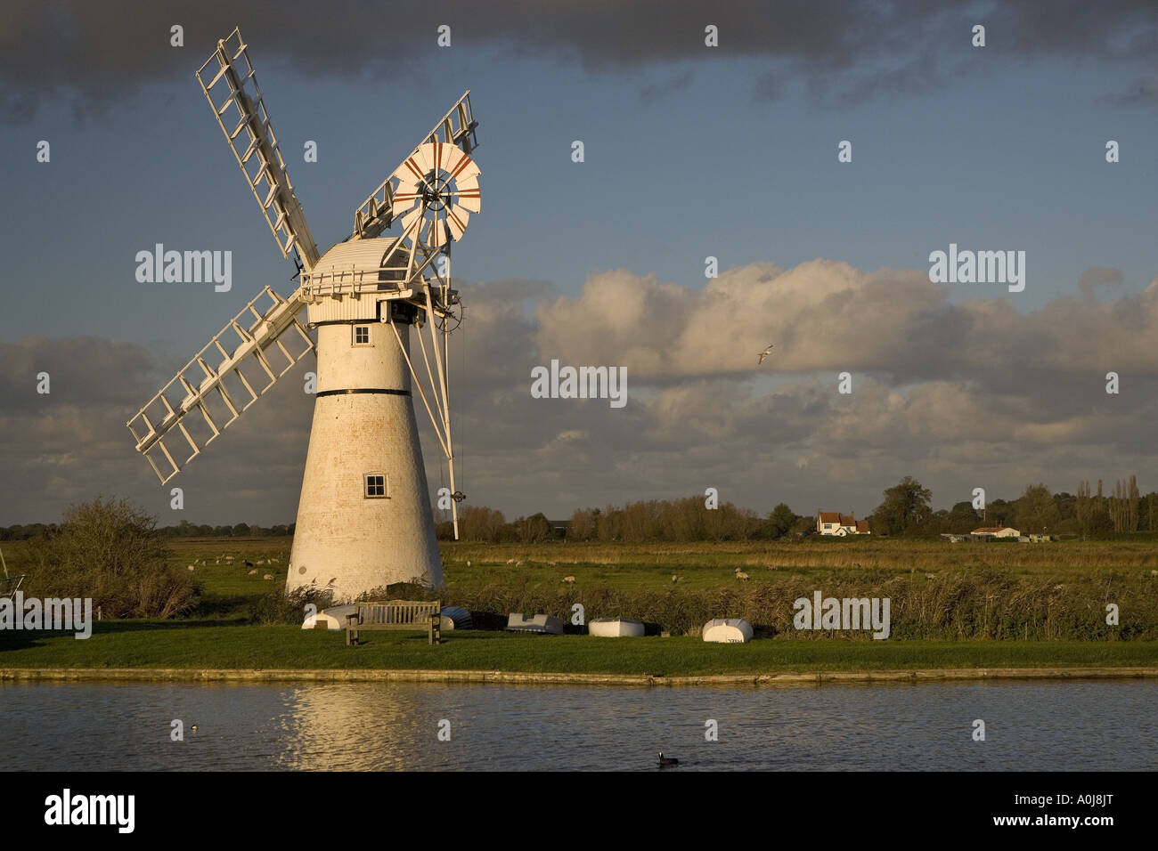 Thurne Windmill on the River Thurne Norfolk Broads National Park ...