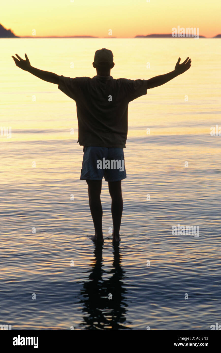 Man rejoicing arms up hi-res stock photography and images - Alamy