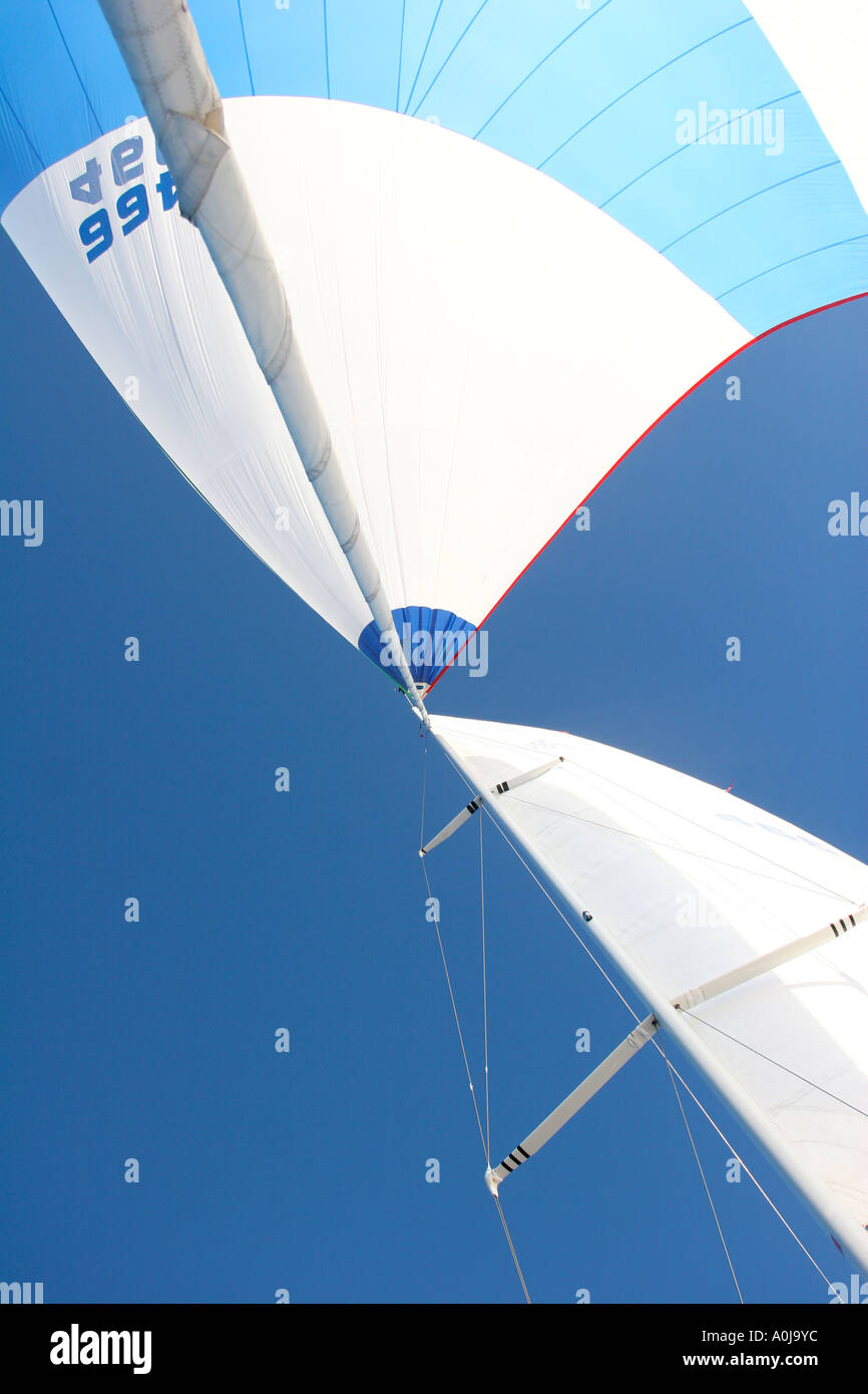 Upward view of sail from deck of boat Stock Photo - Alamy