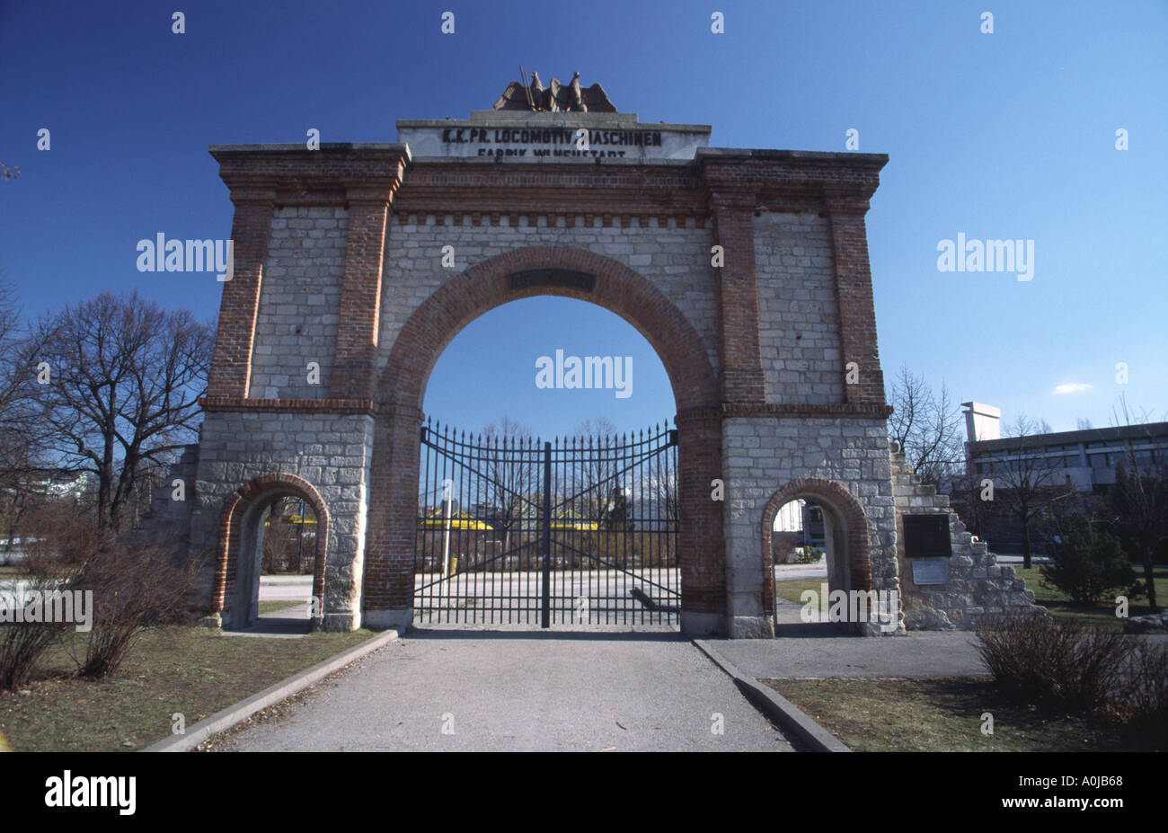 gate of a locomotive factory Stock Photo - Alamy