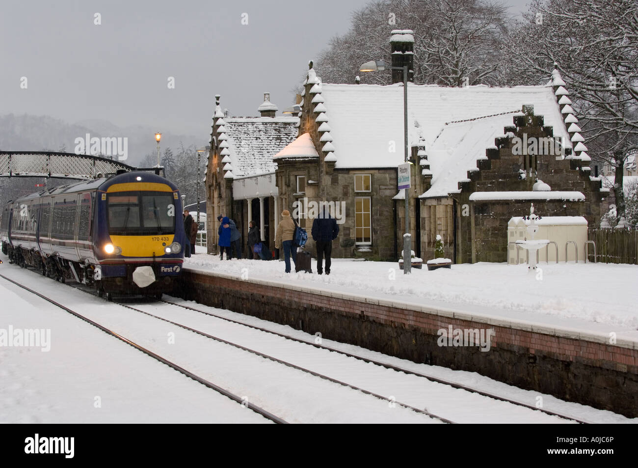 Village railway station covered in snow Stock Photo - Alamy