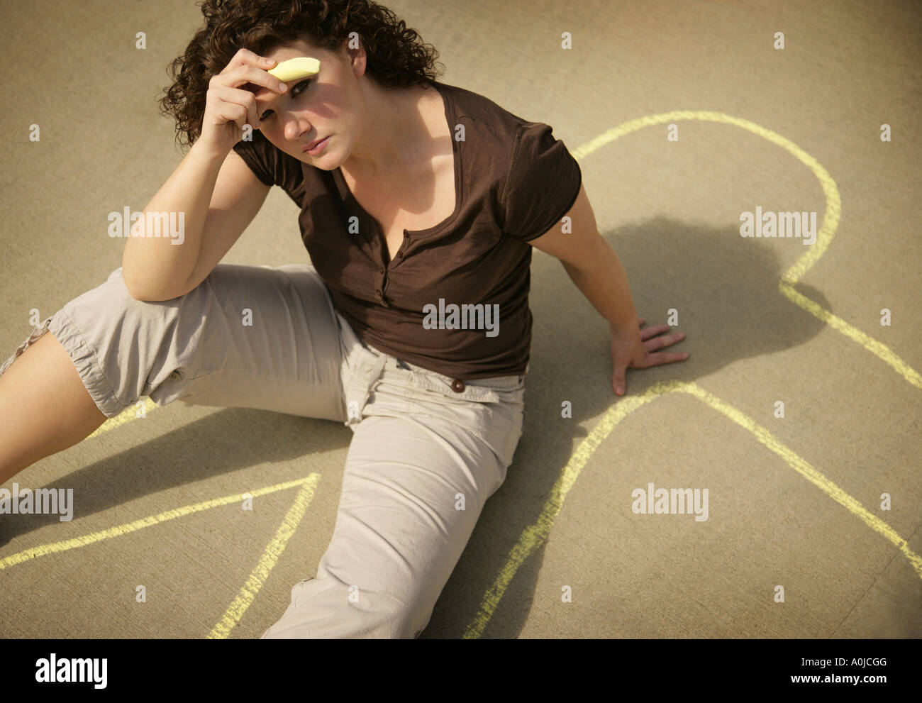 Woman with chalk outline Stock Photo - Alamy