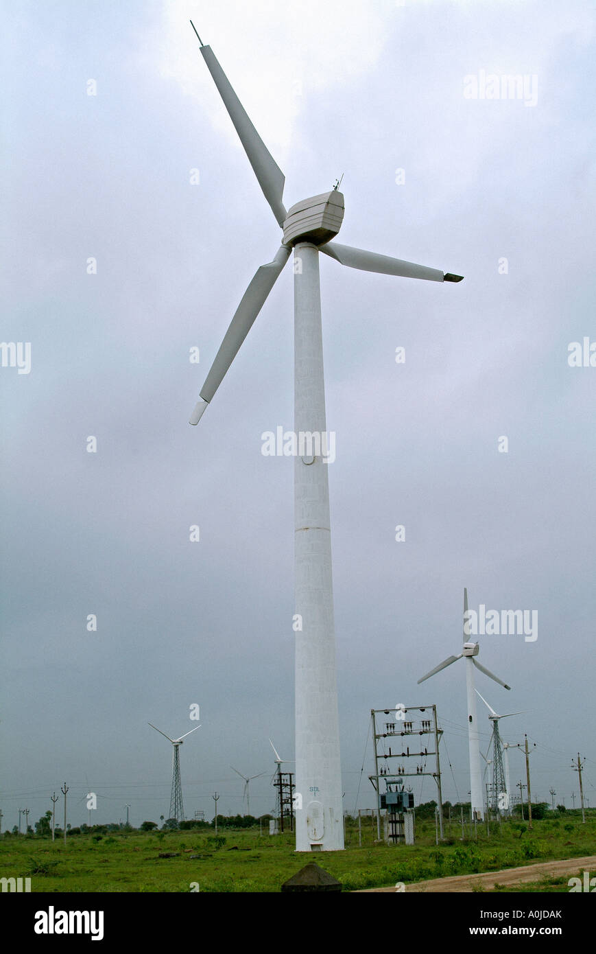 Windmills standing of a field Stock Photo - Alamy