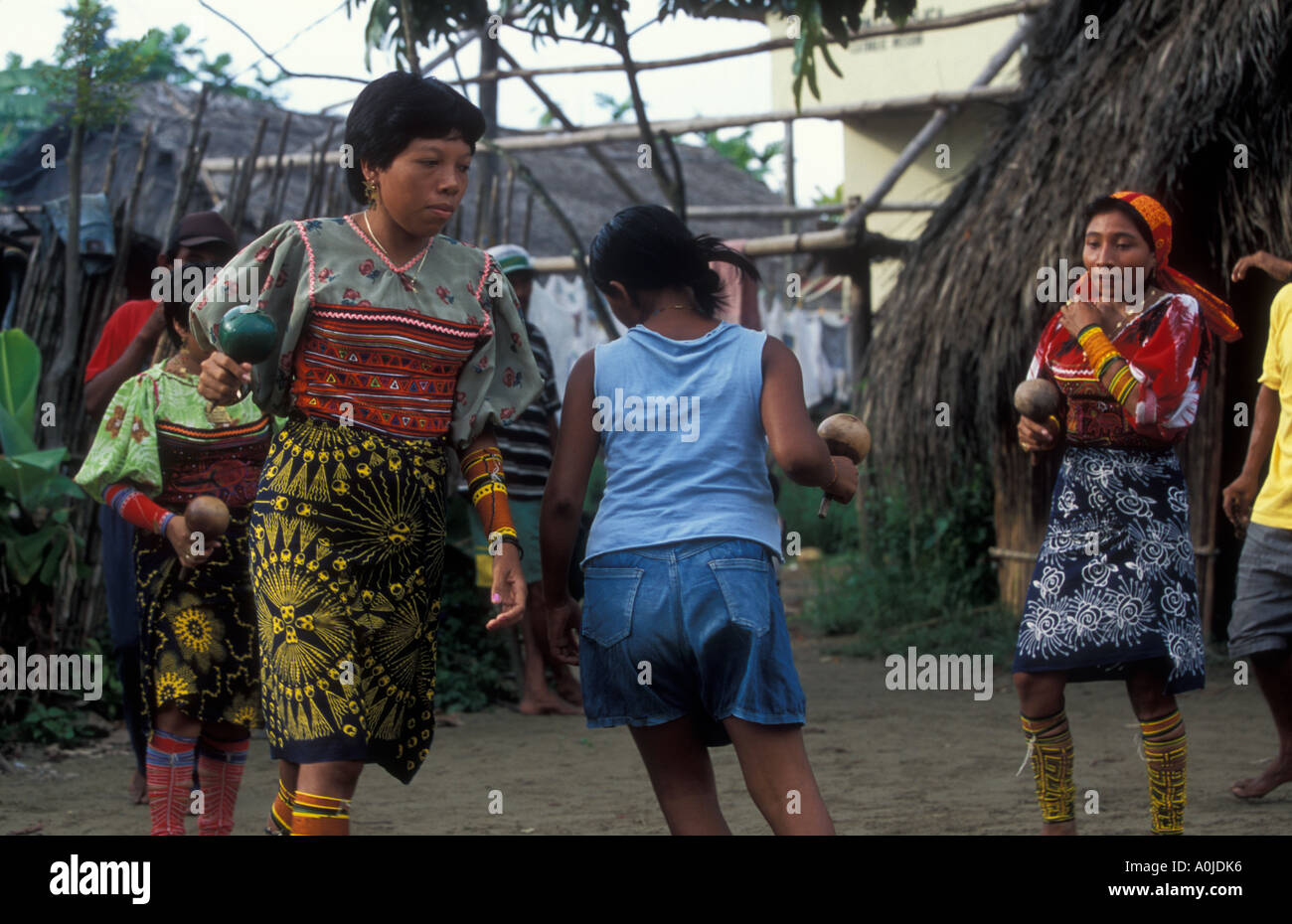 Traditional Kuna Indian dancing on the San Blas Islands Panama Stock ...