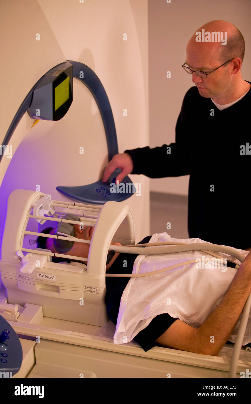 Brain research subject being inserted into a functional magnetic ...