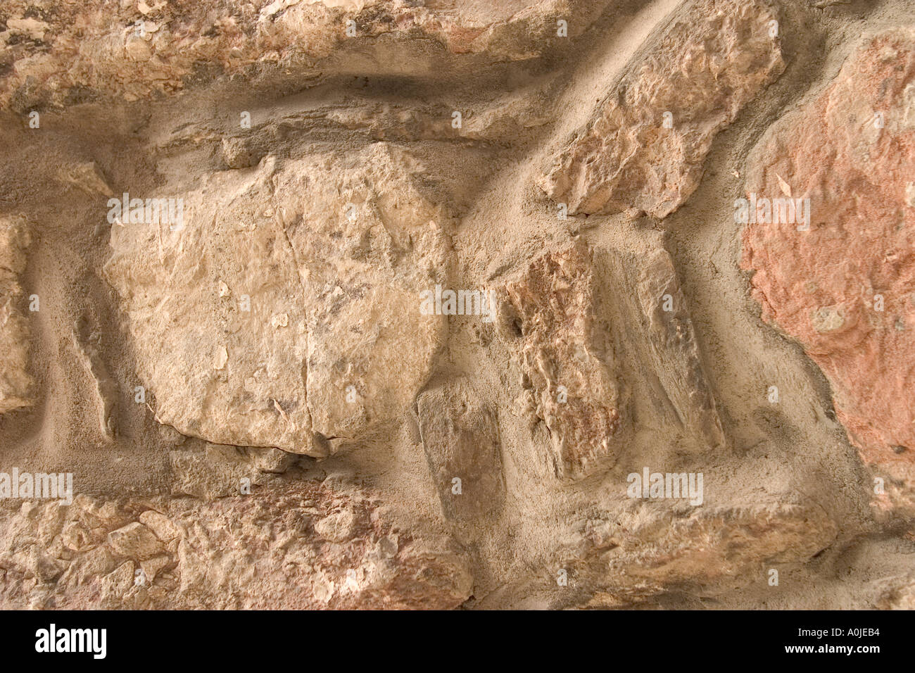 Modern restoration of old stone wall, showing new pointing detail Stock ...