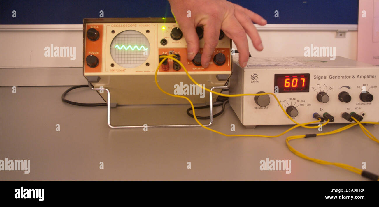 science laboratory equipment wave on oscilloscope electronic test ...