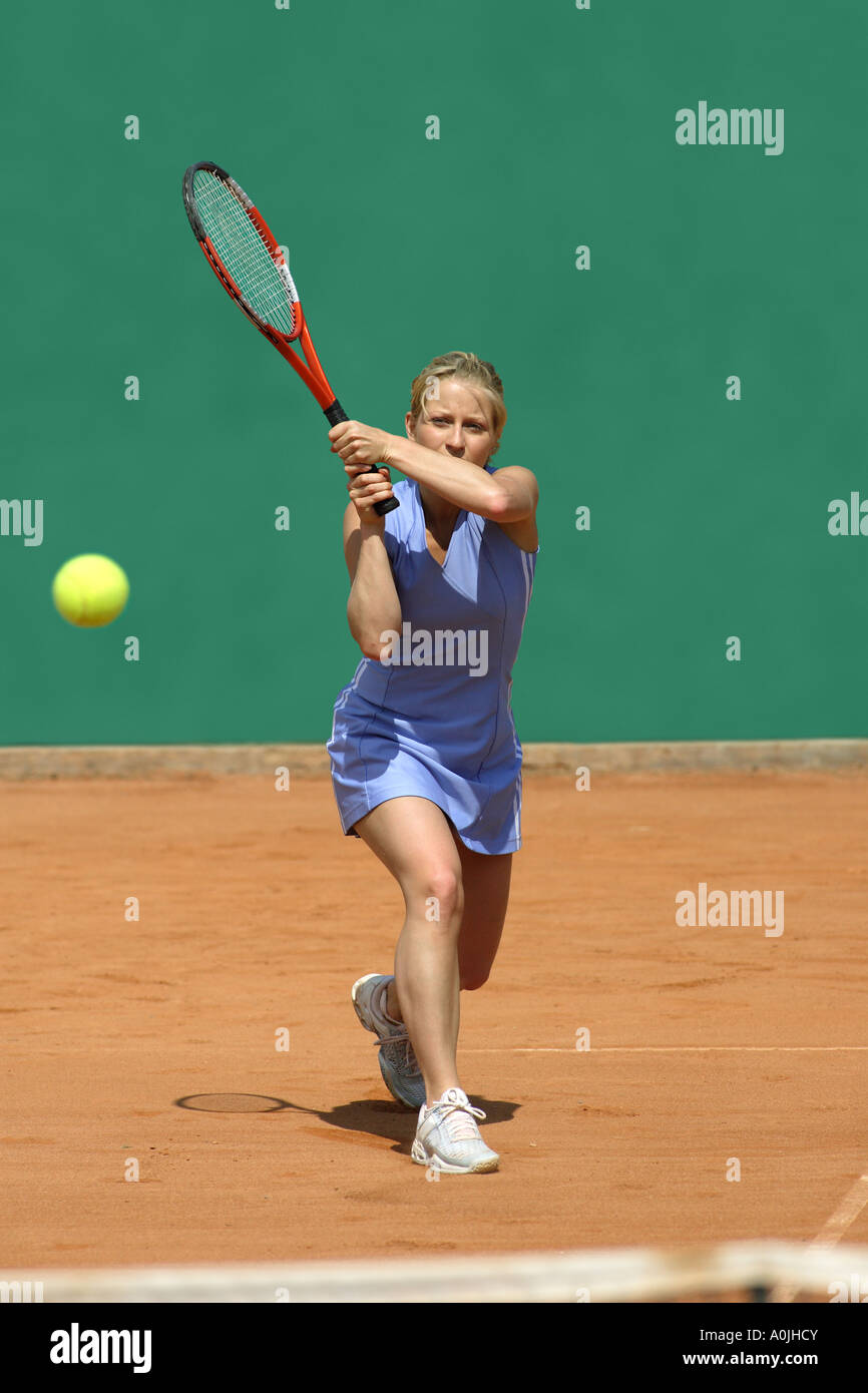 Front View of Female Tennis Player Stock Photo - Alamy
