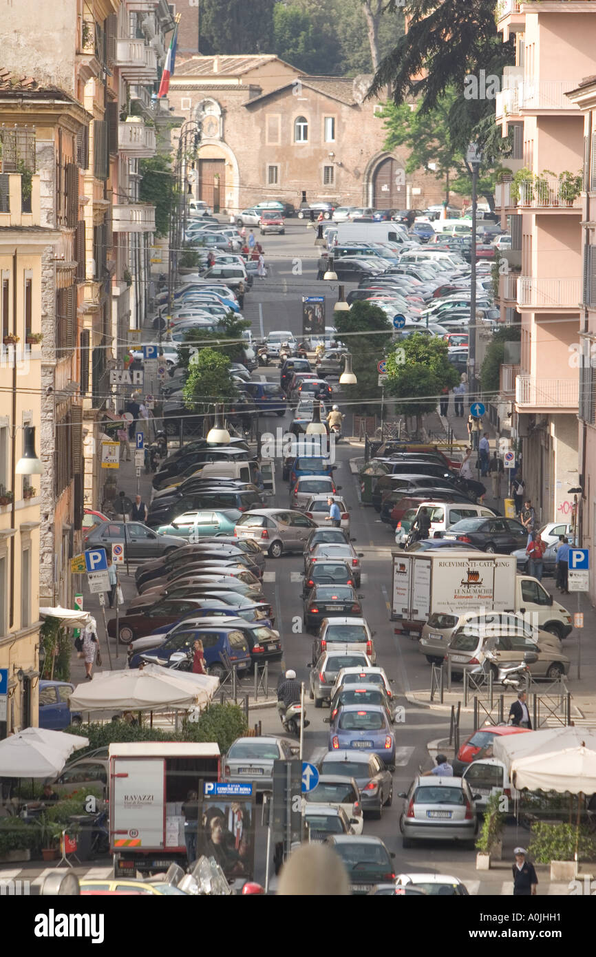 Traffic congestion in Via Celimontana Rome Italy Stock Photo - Alamy
