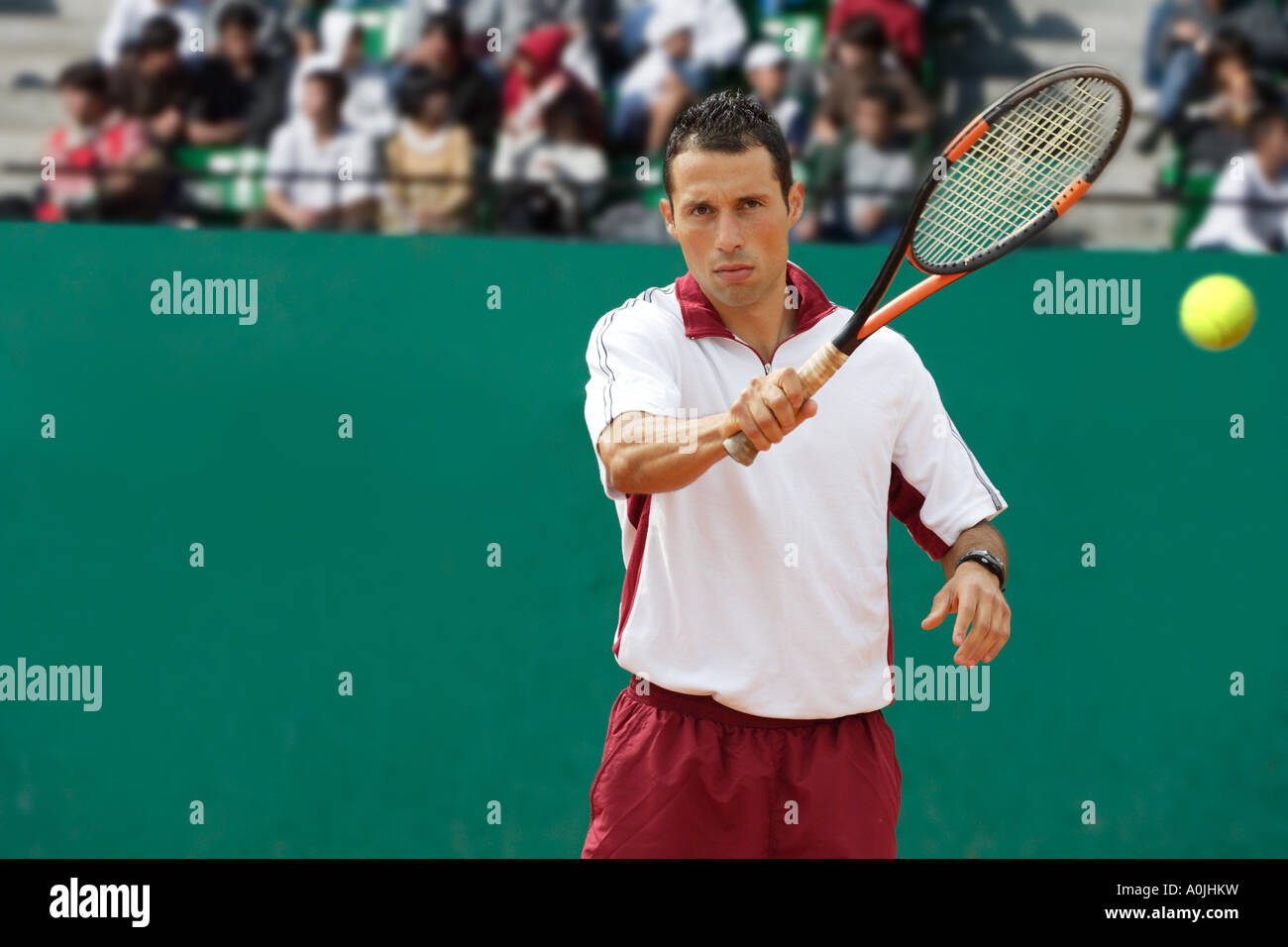 Front View of Male Tennis Player Stock Photo - Alamy