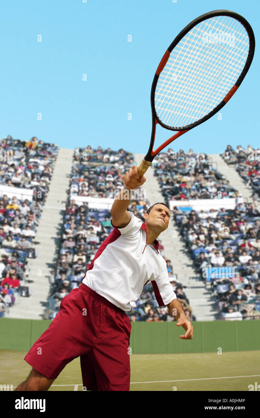 Male Tennis Player With Racquet Racket Stock Photo - Alamy