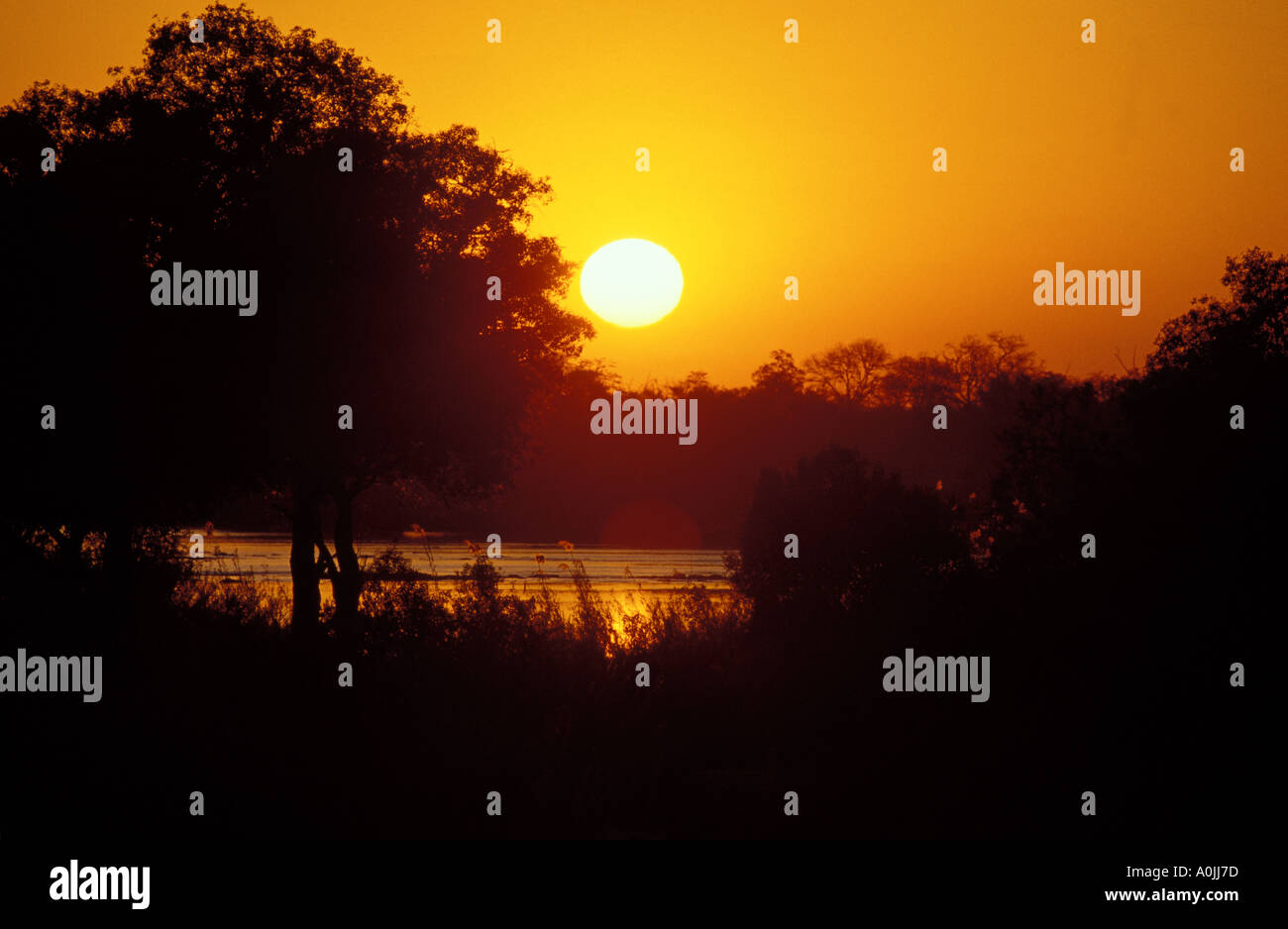 Zimbabwe, Africa Sunset Reflecting Over the Zambezi River Near Victoria ...