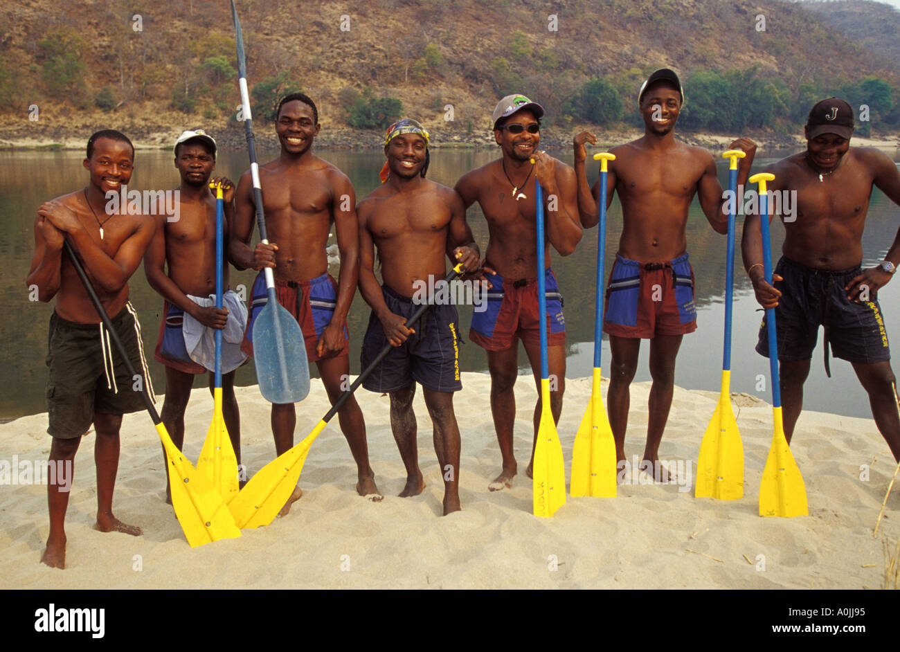 AFRICA Zimbabwe Zambia Zambezi River Whitewater River Guides Posing for ...