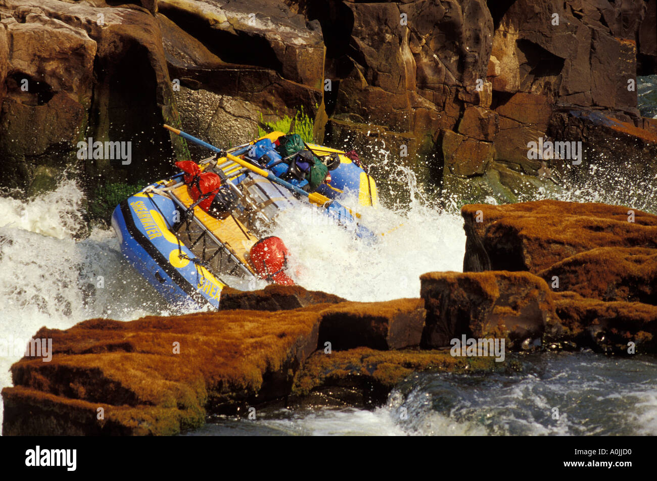 River Free Rafting Portage through Dangerous Whitewater Slot of the ...