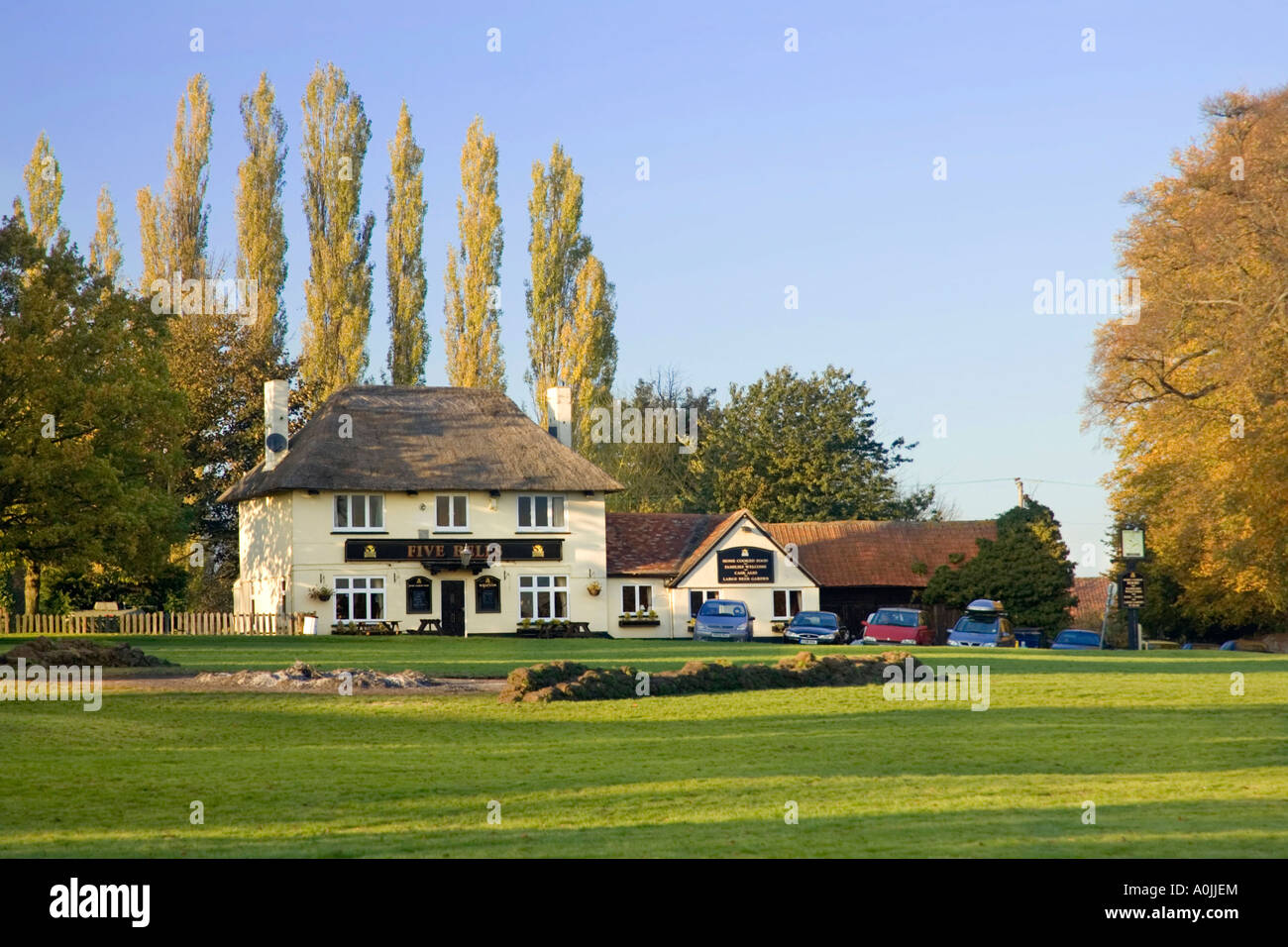 The Five Bells pub at Cavendish village green, Suffolk, UK Stock Photo ...
